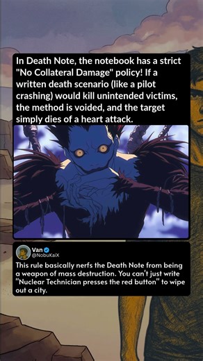 In Death Note, the notebook has a strict No Collateral Damage policy! If a written death scenario li
