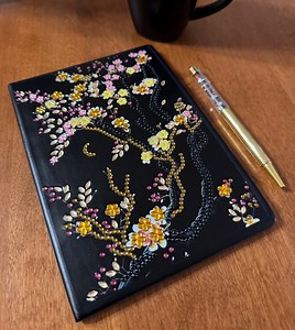 Diamond Painted Floral Notebook | Handmade Beaded Journal | Blank Page Notebook | Elegant Art Journal Gift - Etsy