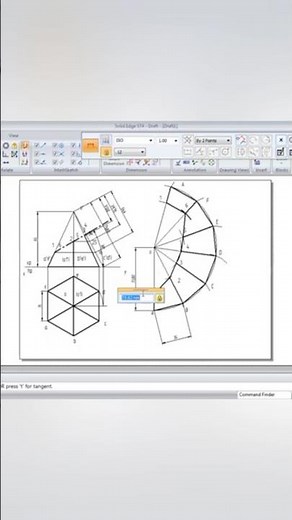 Development: Hexagonal Pyramid #engineeringdrawing #development #caed #vtu