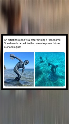 Artist Sank a Handsome Squidward Statue in the Ocean 😱 | Pranking Future Archaeologists 😂#anime#yuta