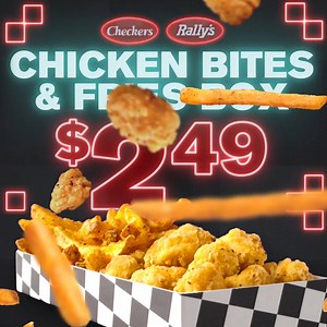 52 reactions | Here's your $2.49 snack attack solution! Chicken Bites & Fries Box. BOOM! | Checkers and Rally's | Facebook