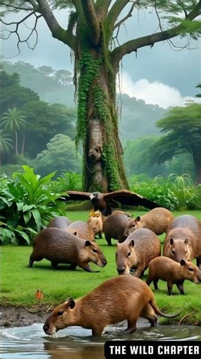 Capybara Family Under Threat — The Harpy Eagle’s Shadow 🦅🌿