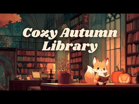 Cozy Autumn Inspired Library with Ember 📚🍁✨ | Chill Lofi Beats for Studying, Reading & Relaxing