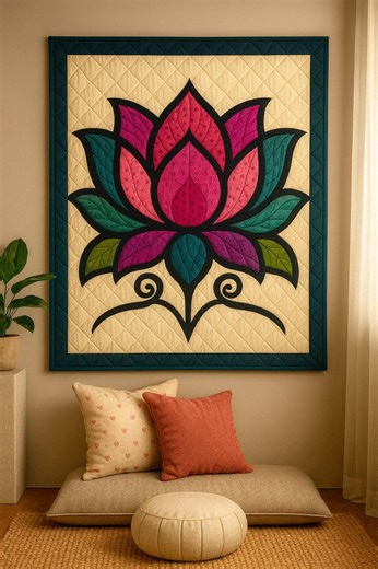 Lotus Flower Quilt Pattern: Floral Patchwork Design (PDF Download, Multiple Sizes Available) - Etsy