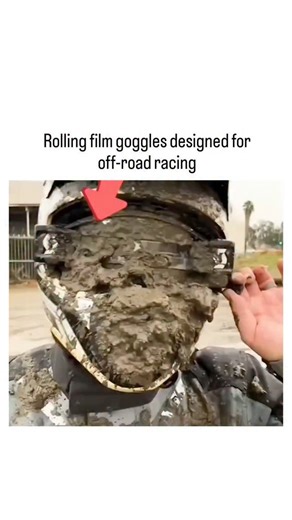 universe_decode on Instagram: "The post features a short educational video demonstrating roll-off goggles for off-road racing, where a continuous transparent film roll clears mud from the lens like a camera film, addressing visibility issues in muddy conditions. Unlike traditional tear-off systems limited to stacked films that can fail if peeled inaccurately, these goggles provide unlimited clears via manual string pull or electric button on handlebars, enhancing racer safety and performance. Po