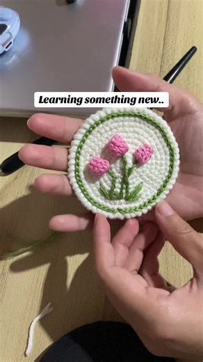 Embroidery over crochet is really something. Still learning how to do embroidery😊😊 #crochet #crafting #crafting #handmade #fyp