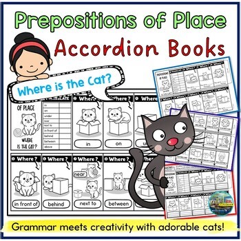 Prepositions of Place | Where Is the Cat? ESL Accordion Book & Craft Activity