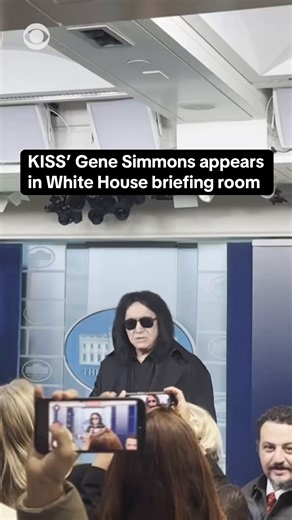 KISS' Gene Simmons was spotted in the White House briefing room on Friday. He was asked if he is meeting with President Trump, to which he appeared to jokingly answer "Yes," before his wife jumped in and said "No, he's not." KISS is receiving a Kennedy Center Honors Award on Sunday, and Simmons is scheduled to testify in front of the Senate Judiciary Committee Tuesday about the American Music Fairness Act, which aims to ensure singers are paid by radio stations when their music is played. | CBS
