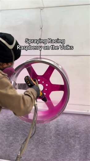 Custom Powder Coating Racing Raspberry on Volks Wheels