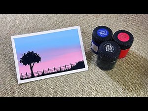 Easy Pink Sunset Sky Poster Color Painting for Beginners! – Step-by-Step Tutorial