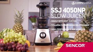 The Sencor Slow Juicer is a kitchen appliance designed to extract juice from fruits and vegetables using a slow masticating process. Its low speed of 60 RPM helps preserve the nutrients and enzymes in the juice, while its vertical design and large feeding tube make it easy to use and clean. Its compact size and stylish design make it a great addition to any kitchen. Visit CompuGhana showrooms nationwide or order online at www.compughana.com For inquiries contact us at 0302 752 020 or 0243 143 14