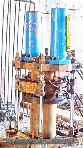 Driving Steel Piles Using A Hydraulic Press #job #building #skills#machine #workers