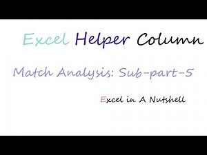 How to create helper Column in Excel (Match Analysis): Sub-Part: 5