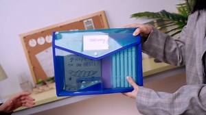 10 Pieces Plastic File Folders Envelope Expanding File Wallet Organizer Documents Folder with Snap Closure and Pocket, A4 Size Waterproof Transparent Pouch(Khaki,Horizontal)