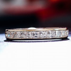 Princess Cut Channel Set Wedding Band in 14k Solid Gold 2.50mm Princess Channel Set Half Eternity Band Stacking Matching Wedding Band Ring - Etsy