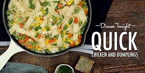 Get chicken and dumplings on the table in 30 minutes with this clever replacement for traditional biscuit dough: http://trib.al/A3N9tpu | MyRecipes