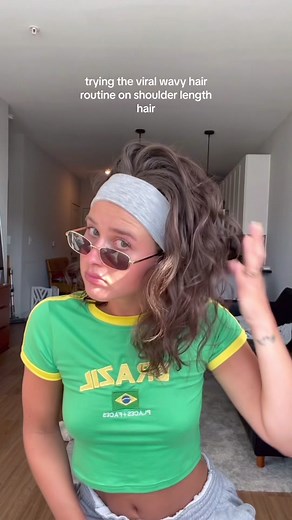 trying the viral wavy hair routine on shoulder length hair - only used hair products I already had at home! I think it turned out pretty good - what do y’all think? #wavyhair #wavyhairroutine #wavyhairtutorial #hairmousse