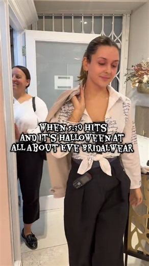 The only thing scarier than a loose bustle… it’s Halloween at AAE 👻🖤 #HalloweenBride #AllAboutEveBridalwear #BridalTeam #SpookySeason #Bridify | All About Eve Bridal Ltd