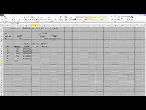 Apportionment in Excel 1: Standard Divisor and Hamilton's Method