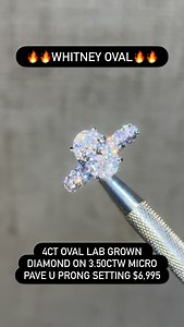 1.7K views · 352 reactions | Whitney Oval Lab Grown Diamond Ring with 4ct Oval Lqb Grown Diamond Center on 3.50ctw U Prong Micro Pave Diamond Setting $6,995 | AlexanderSparks | Facebook