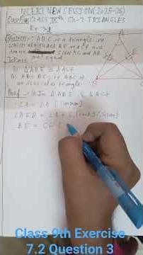 NCERT solutions (2025- 26 )class 9th Maths chapter 7 triangle exercise 7.2 question 3