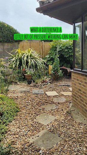 Cleaning these dirty patio slabs up #likenew #gardener #gardenmaintenance #clean #cleaning #pressurewashing #satisfying #oddlysatisfying | Gary Hall Garden Services