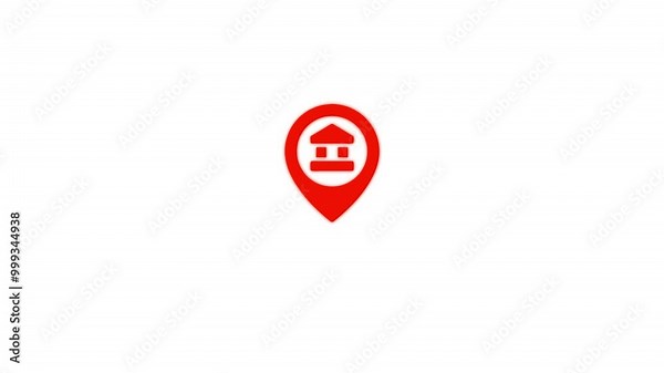 bank map pin animation concept.4k motion animation.