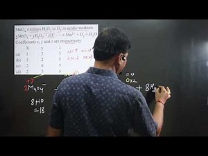 MnO4- oxidizes H2O2 to O2 in acidic med | Balacing Redox Master Series | Balancing equation trick