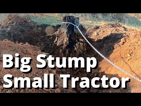 Digging Out a Stump with a Compact Tractor - John Deere 2038R and 270B Backhoe