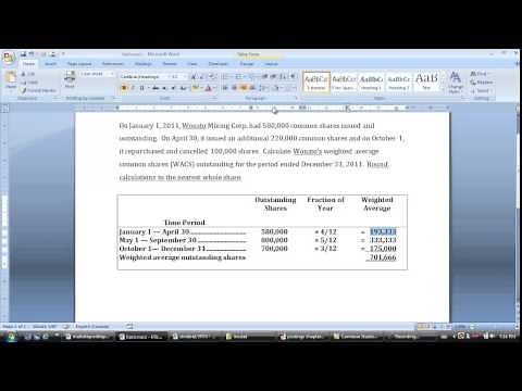 Calculate weighted average common shares (WACS)