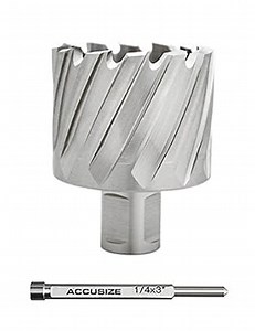 Accusize Industrial Tools Hss Annular Cutter 1-7/8'' by 1'' Cutting Depth in Strong Box with 1 Pc Pilot Pin 1/4'' by 3'', 2080-2035pin