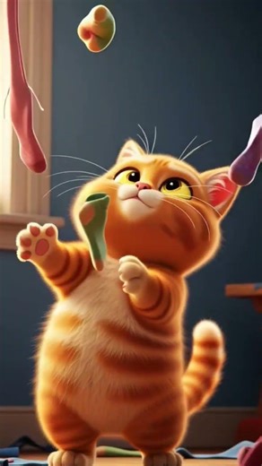 The Orange Cat vs. Laundry Chaos! 🧺😹 #cat #aivideo #shorts