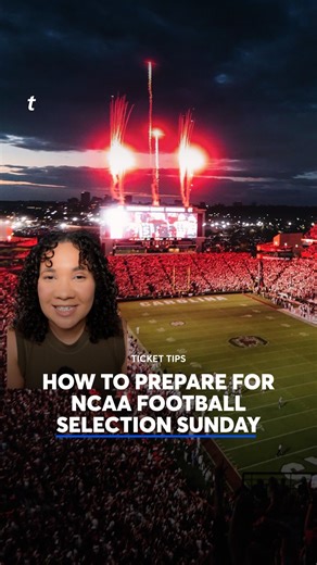 Ticketmaster on Instagram: "NCAA Football Selection Sunday is almost here 🏈With nearly 50 games happening across the country, we’ve got all the tips to make sure you’re ready to support your team. ⬇️ Here’s everything you need to know: 🎟️ You can shop for tickets right up until kickoff! We always recommend buying your tickets on verified channels like Ticketmaster. 📲 Going with the whole squad? Transfer tickets to your friends so you and your group can show up whenever you want! 💡 Pro Tip: O
