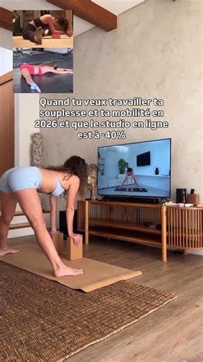 Cynthia Cayre . Coach souplesse on Instagram: "J’ai commencé le stretching pour apprendre à faire le grand écart. Je suis restée pour bien plus que ça 🫶🏼 Un corps plus mobile, plus souple, plus libre, et surtout quelque chose que je pouvais construire dans le temps. Si tu es prête à commencer, à arrêter de repousser, et à vraiment t’y mettre cette année : ✨ en ce moment, il y a –40 % sur tous les abonnements au studio en ligne @strongandflexible.studio avec le code SF99 Tout est prêt pour trav