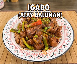 Igado with Sprite sarap! This is how to cook Igado (atay balunan), Pinoy Yummy style hope you enjoyed this video 😍 Ingredients: 1/2 kilo chicken liver 1/2 kilo chicken gizzard 6 cloves garlic 1 onion 2 thumbsize ginger 290ml Sprite 1/4 cup soysauce Pepper to taste 1/2 tsp salt 1 to 2 cups tomato sauce 1 cup green peas 1 pc bellpepper Chili flakes (optional) Procedure: 1. Heat oil in a pan, saute garlic, onion and ginger 2. Add chicken gizzard and chicken liver, cook until light brown 3. Add sod