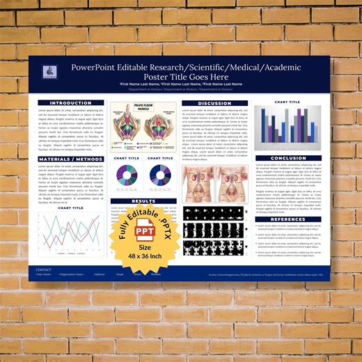 Medical & Scientific Research Poster Template | Editable Powerpoint | University Conference Poster | 48x36 - Etsy