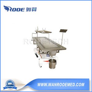 [Hot Item] Ga202 Plus 8-Inch Central Brake Casters Embalming Anatomy Necropsy Table with an Exhaust Pipe and Air Volume Regulating Valve