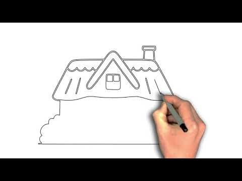 cottage drawing image, Cottage – Minimal Single-Line Drawing