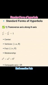 Standard form of hyperbola #hyperbola #viralreels #viral #maths #solve #simplify | Mathematics Hub | Facebook