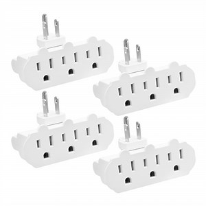 Maxxima 3-Outlet Swivel Grounded 180 Degree Wall Plug Adapter - Wall Tap, ETL Listed