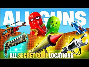 ALL WEAPONS & VEHICLES 1V1 MAP FORTNITE CREATIVE - FIND ALL SECRETS CODE LOCATIONS (SECRET ROOM)