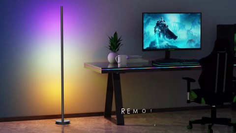 Smart RGBICW LED Corner Floor Lamp - 16 Million DIY Colors, 68+ Scenes, Music Sync, App & Remote Control, Color-Changing Ambient Lighting for Living Rooms, Bedrooms, and Gaming Rooms