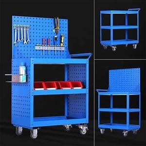 [Hot Item] Durable Carbon Steel Practical Hardware Storage Trolley for Workshop with Bracket Tool Cart