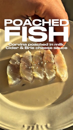 Gil on Instagram: "Fish and creamy sauce 🧀 AD* Poaching white fish loin (corvina here) in milk is a classic, and works perfectly! Few minutes depending on the size of the filet, in a 60-65deg salted milk. Fish was served in a creamy / sweet & sour cider & cheese sauce, made out of 3 reductions, vinegar, cider, fish broth, and creamed with heavy cream and brie cheese. Absolute banger. Got inspired by a camembert sauce that we made in le coquillage, which I absolutely loved. I never made it mysel