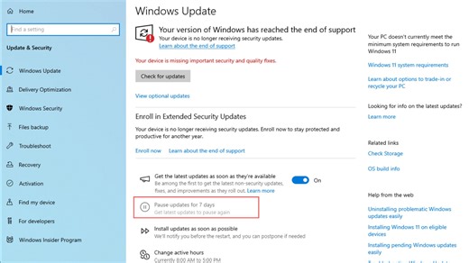 Non-ESU Windows 10 can’t pause updates anymore, including if Windows 11 install starts accidentally by user