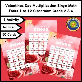 Valentines Day Multiplication Bingo Math Fact Game Logic Puzzle Mental Review