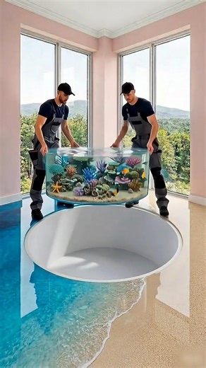 THIS FLOOR IS JUST INCREDIBLE😱 Luxury Aquarium EpoxyFloor #epoxyfloor #housedesign #housedecor #diy