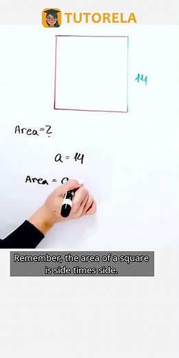 Calculate Square Area: Side Length 14 Explained #Math #SquareFor9thGrade #AreaOfTheSquare