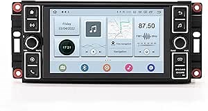 Android 12 Car Stereo Radio for Jeep Wrangler JK Compass Patriot Chrysler 300C Dodge RAM Wireless CarPlay Android Auto Touch Screen GPS Navigation WiFi Backup Camera, SN-JK6001-Plus