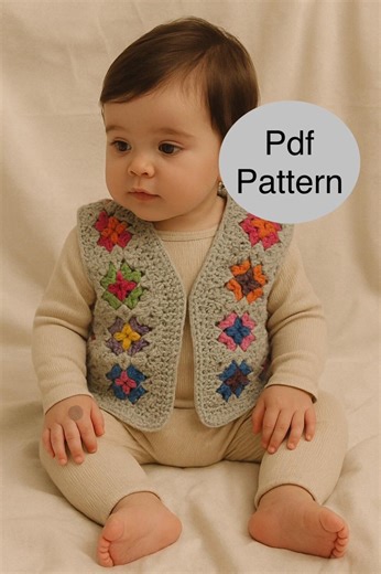 Granny Square Crochet Baby Vest Pattern (PDF) - Etsy